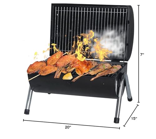 Spexlb Charcoal Grill - Portable Mini BBQ Foldable for Outdoor Cooking, Camping and Picnic, Black