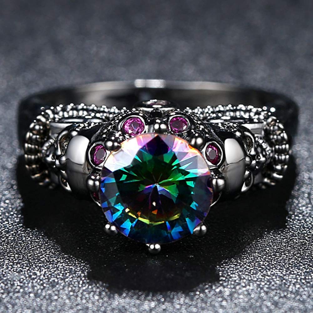 Jude Jewelers Retro Vintage Skull Gothic Statement Promise Cocktail Party Biker Ring (Fire, 8)