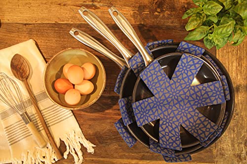 Pot and Pan Protectors for Stacking, Mosaic Design- Set of 12 in 3 Different Sizes, Cookware Protector/Dividers, Pan Separator Anti-Slip to Prevent Scratching or Marring When Stacking, Extra Thick