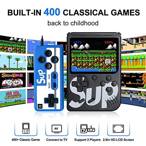 Retro Game Console,Handheld Game Machine Built-in 400 Classical Old Games 2.8inch Color Screen Support TV Output , Gift for Kids, Adults Portable Nostalgic Arcade,Mini Video Game