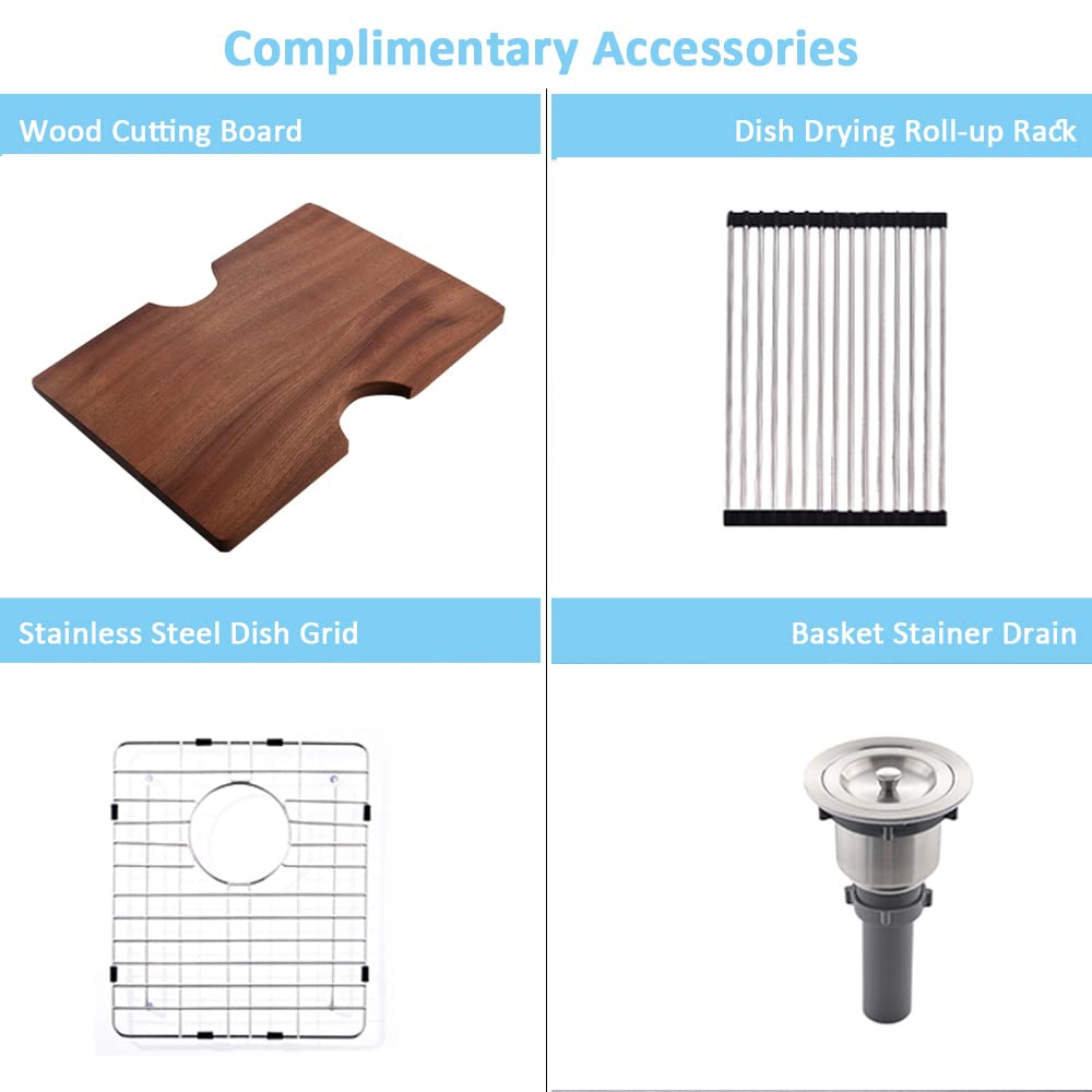 Stainless Steel Undermount Bar Sink Workstation-Bokaiya 13 Inch Undermount Wet Bar Sink 16 Gauge Single Bowl Small Bar Prep Sink with Cutting Board