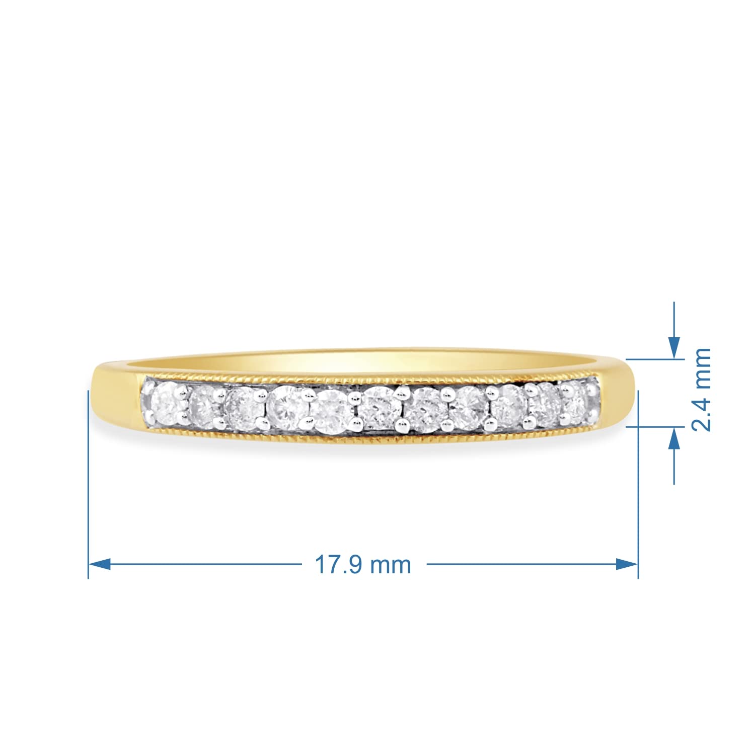Jewelili 10K Yellow Gold 1/6 Cttw Natural White Round Diamonds Anniversary Ring, Size 6