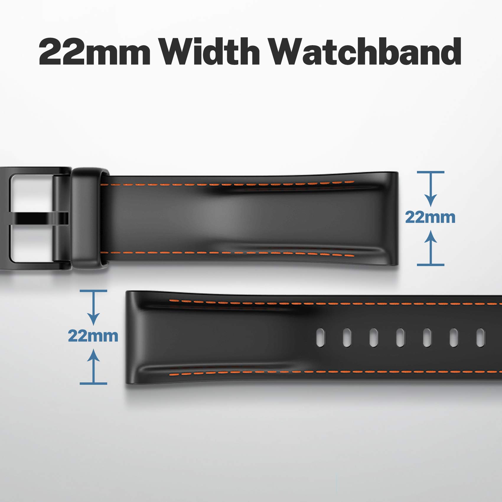 Ticwatch Pro 3 Ultra GPS Smartwatch Plus Black 22mm Silicone Watch Bands strap replacement band Wear OS Smart Watch for Men Blood Oxygen IHB AFib Detection NFC