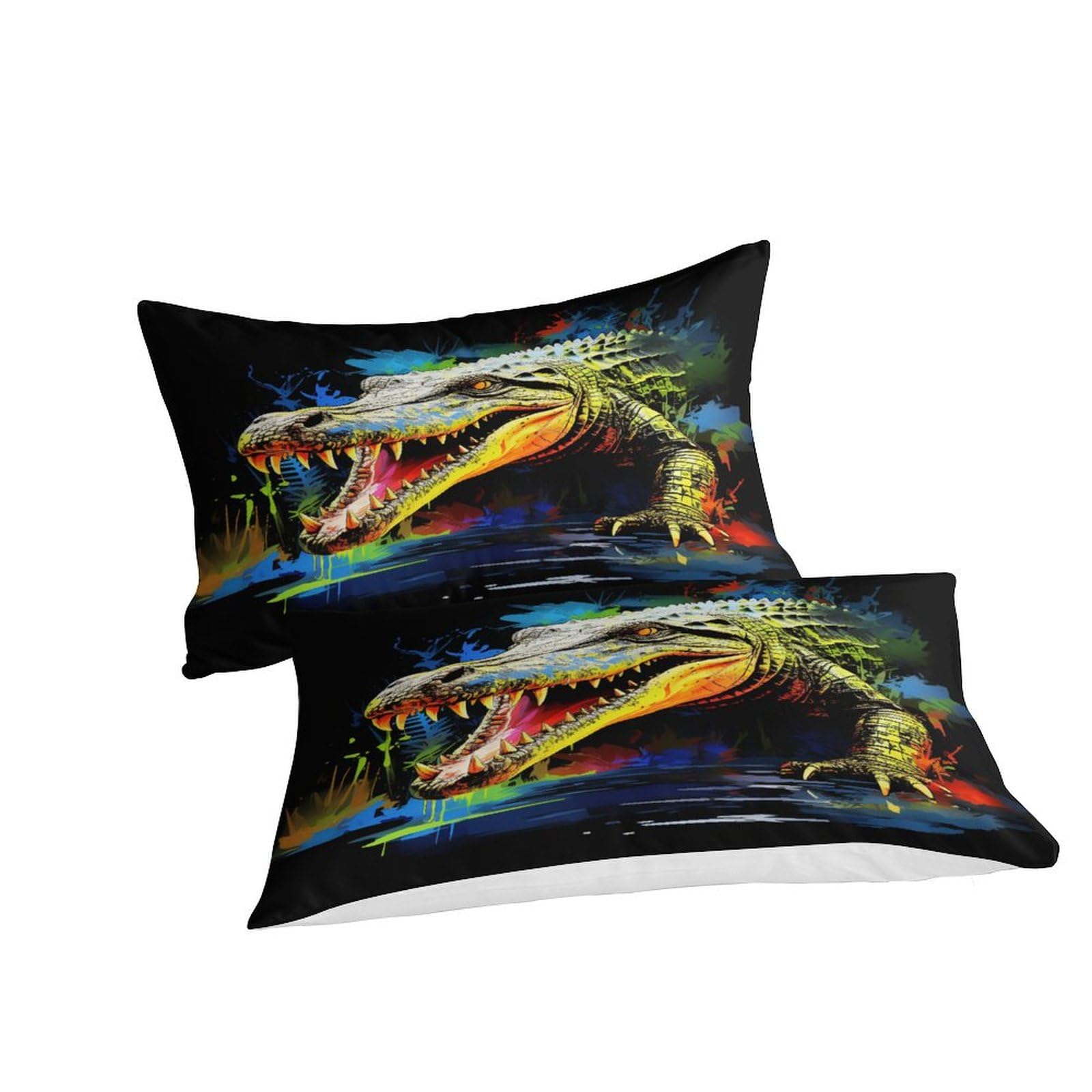 YYANQIN Crocodile Comforter Cover, 3D Printing 3 Piece Sets Blanket Soft Microfibre Quilt Cover with Zipper Closure and Pillowcases for Home Decor Bed Twin(173x218cm)