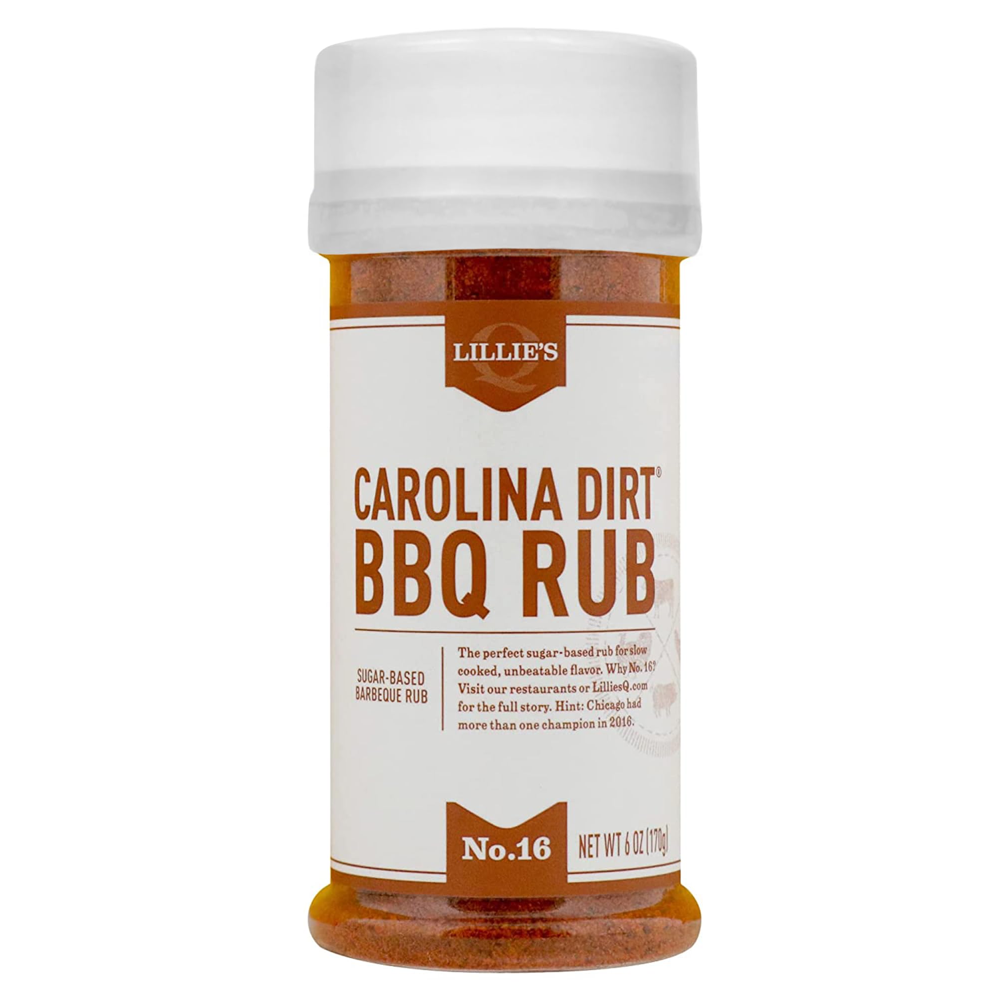 Lillieās Q - Carolina Dirt BBQ Rub, Sugar-Based BBQ Rub, Traditional Carolina Barbeque Rub, Sweetened Blend of Southern Spices, Perfect Barbeque Seasoning for Ribs, Pork, & Fries (6 oz)
