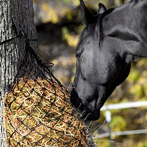 Tudomro 4 Pcs Hay Net Slow Feed Hay Bag 35 Inch Hanging Hay Feeder for Horses Small 2 x 2 Inch Holes Feeding Net Hanging Travel Feeder for Trailer and Stall, Simulates Grazing, Reduce Waste