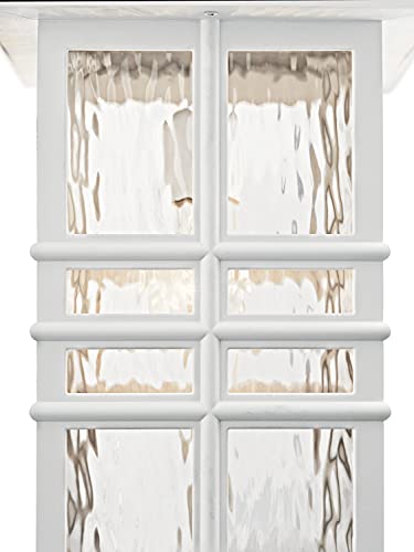 Kichler Beacon Square 14.25" Outdoor Wall Light in White, 1-Light Exterior Wall Sconce with with Clear Hammered Glass, (14.25" H x 8" W), 49830WH