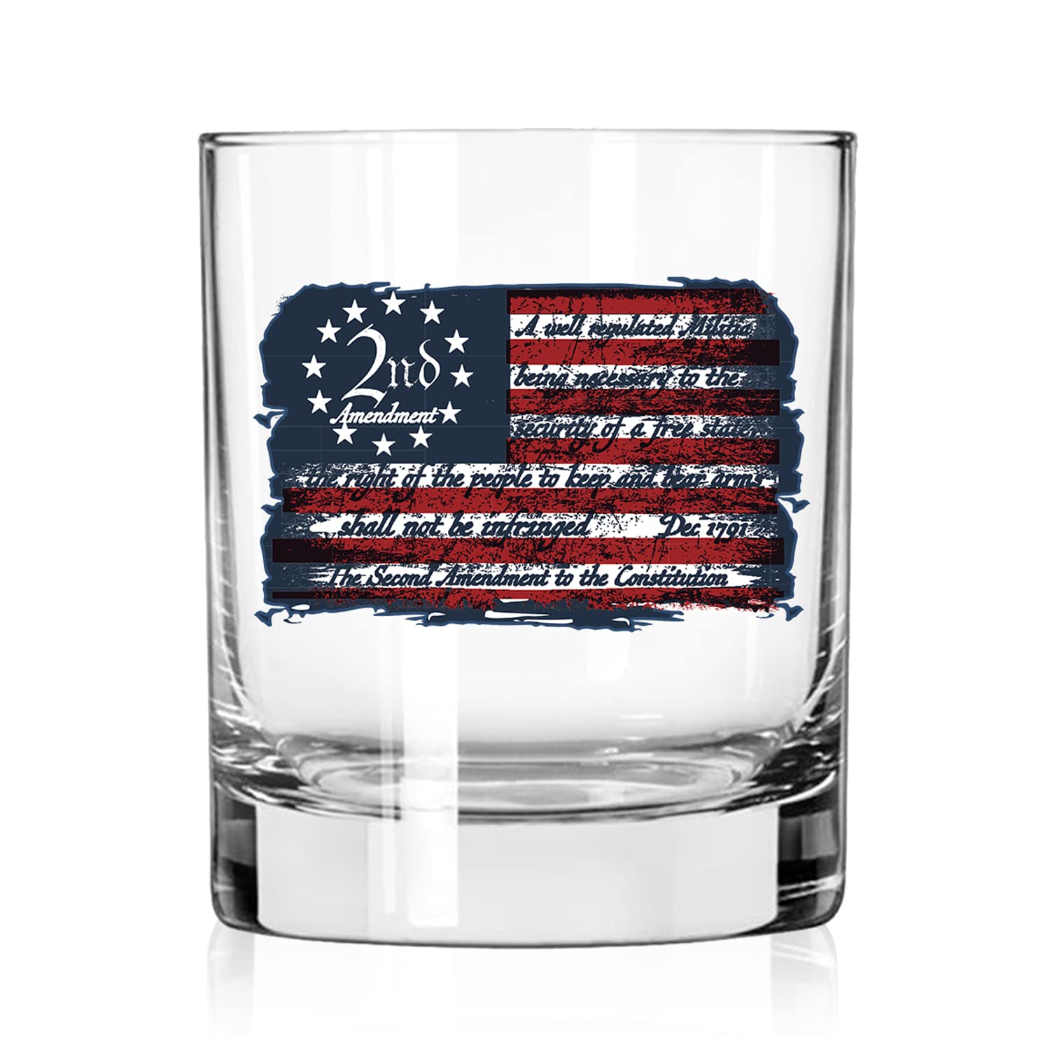 Lucky Shot - 2ND Amendment to The Constitution with USA Flag Whiskey Glass | Second Amendment Gifts For Him Whiskey Glass | Old Fashioned Independence Day Gift Glasses (11 oz)