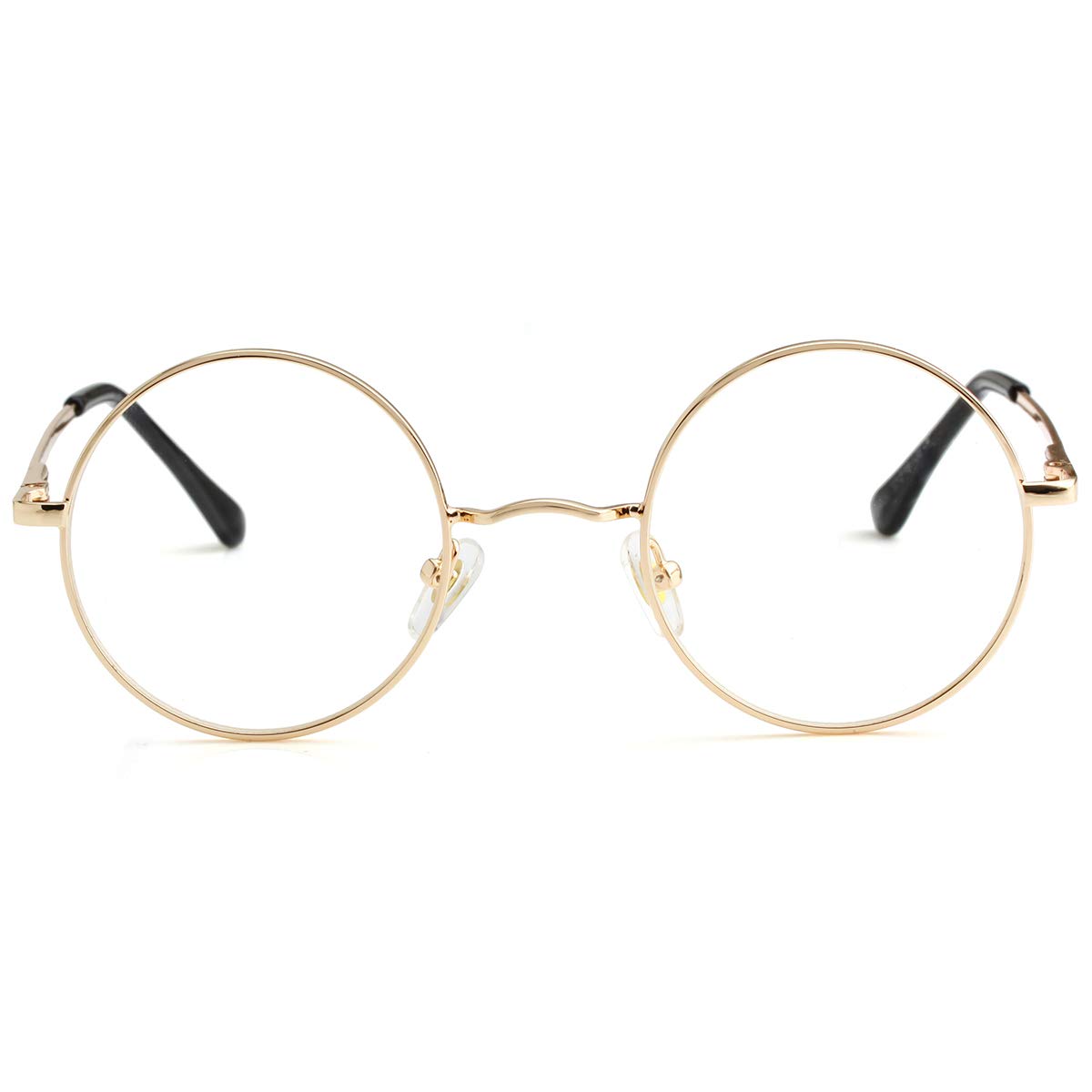 Kursan Small Round Clear Lens Glasses Non Prescription Circle Metal Frame Eyewear (Gold)