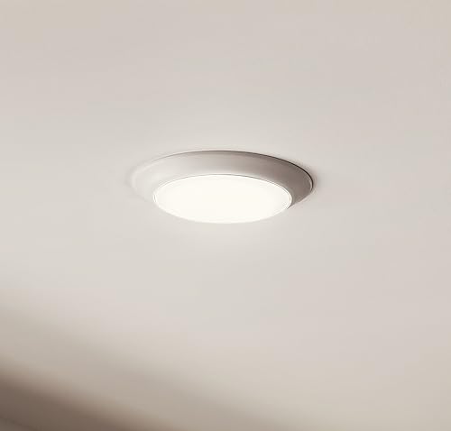 Kichler Gen I LED Downlight, 7.5" Ceiling Flush Mount Interior Dimmable Light, 2700K, (7.5" x 1.5"), White, 43846WHLED27