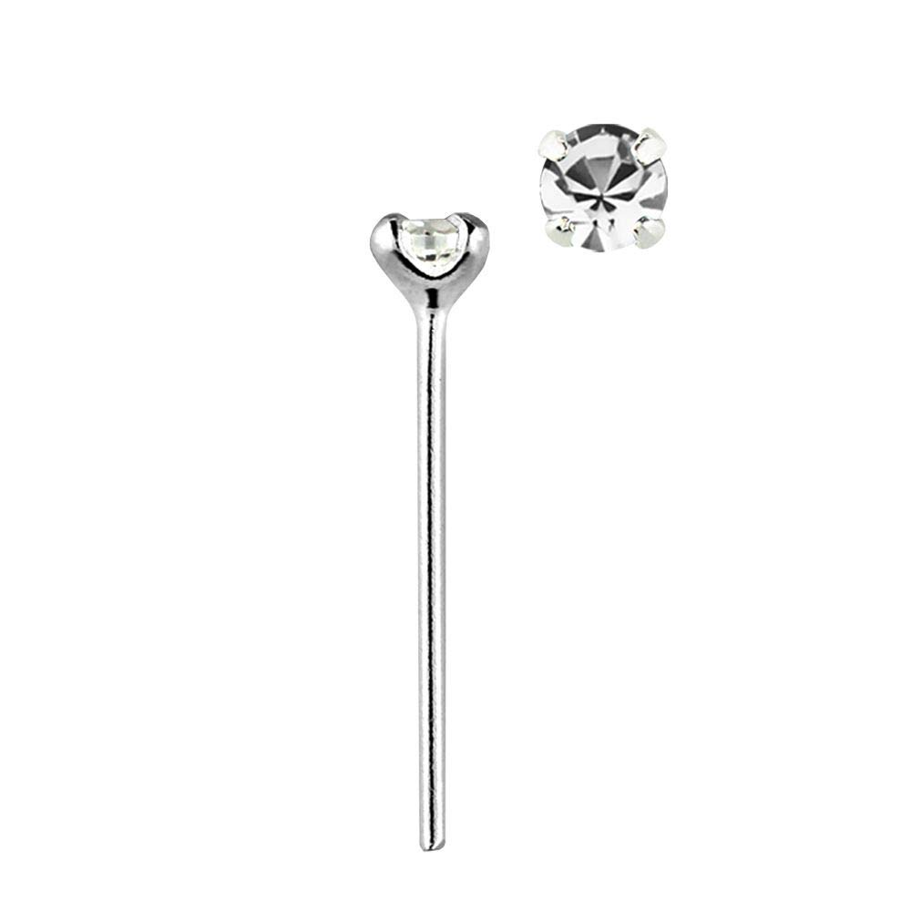 Luxe Modz 20PCS 22 Gauge 925 Sterling Silver Nose Stud Rings Nose Bone Studs Nose Piercing Jewelry Prong Set Clear Crystal Size 1.5mm & 2mm Fit Most Nose Piercings Woman Men