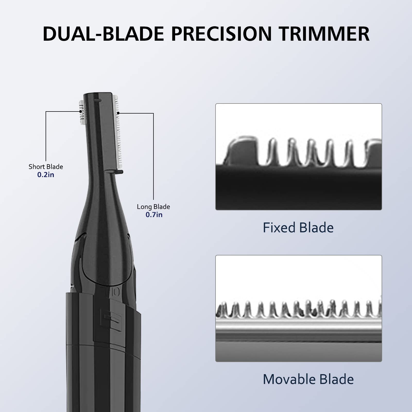 Yebicola Electric Eyebrow Trimmer, Face Razor for Women & Men, 2 in 1 Dual Blade Head, Smooth Pivoting, Easy to Carry, Sharp Blades Guarantee