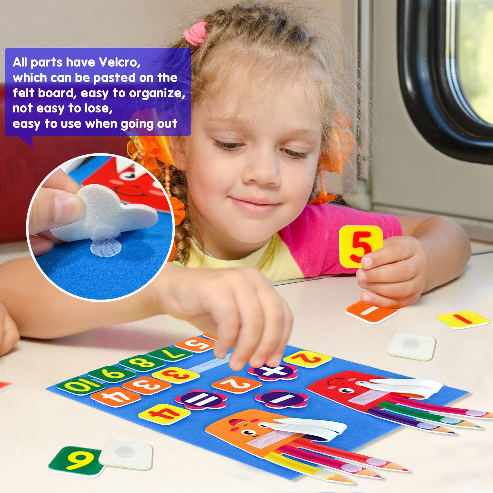 QCFDLCX Learning Numbers Felt Board for Toddlers,Counters for Kids Preschool Math,Math Games Manipulatives Kindergarten,Montessori Counting Toy for Kids