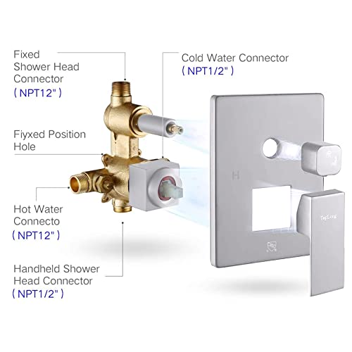 TapLong Brushed Nickel bathroom Luxury Shower System Wall Mounted Shower Faucet Set With High Pressure 10β Square Rain Shower Head and Handheld Shower Head(Rough-In Valve Body and Trim Include)