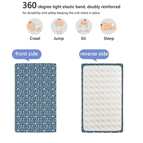 Space Themed Fitted Crib Sheet,Standard Crib Mattress Fitted Sheet Soft & Stretchy Fitted Crib Sheet-Great for Boy or Girl Room or Nursery,28β x52β,Multicolor