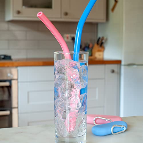 Semperfi Reusable Straws Set of 6 Silicone Straws No Cleaning Brush Needed Soft Straight with 6 Colourful Keychain Silicone Cases Portable Bendable Openable Straws Biodegradable Packaging
