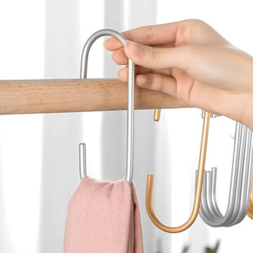 ZAAWUUT 6 Inch Metal C-Shaped Hook,8-Pack Large Closet Organizer Hooks,Aluminium Alloy Lightweight Hanger Hooks for Pot Rack,Closet Rod,Towel Bar