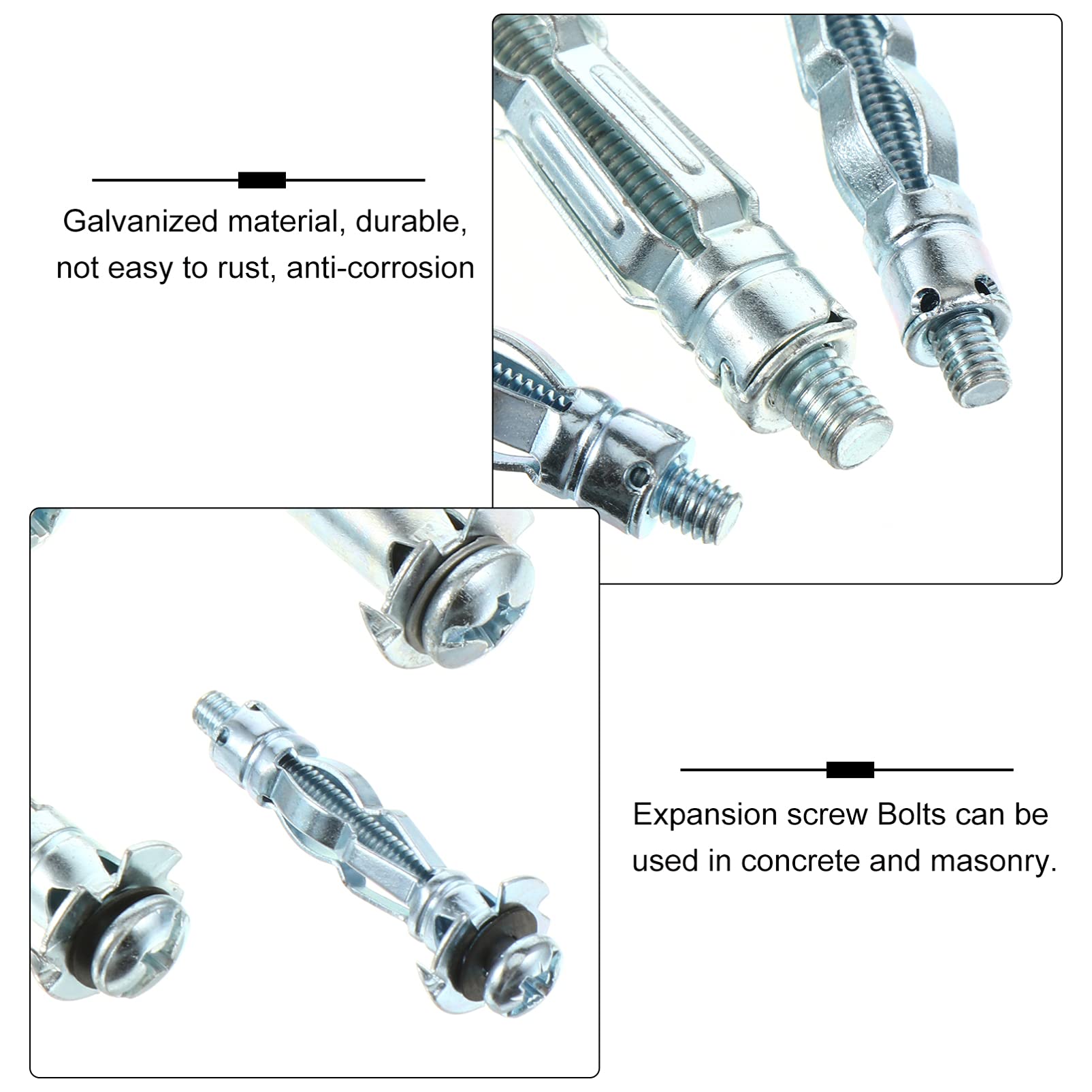 VILLCASE 42 Pcs 1 Expansion Bolt Professional Anchor Bolts Useful Fixing Anchors Multipurpose Fixing Bolts Anchor Screws Wall Connectors Ground Screw Durable Nut Sleeves Major Galvanized