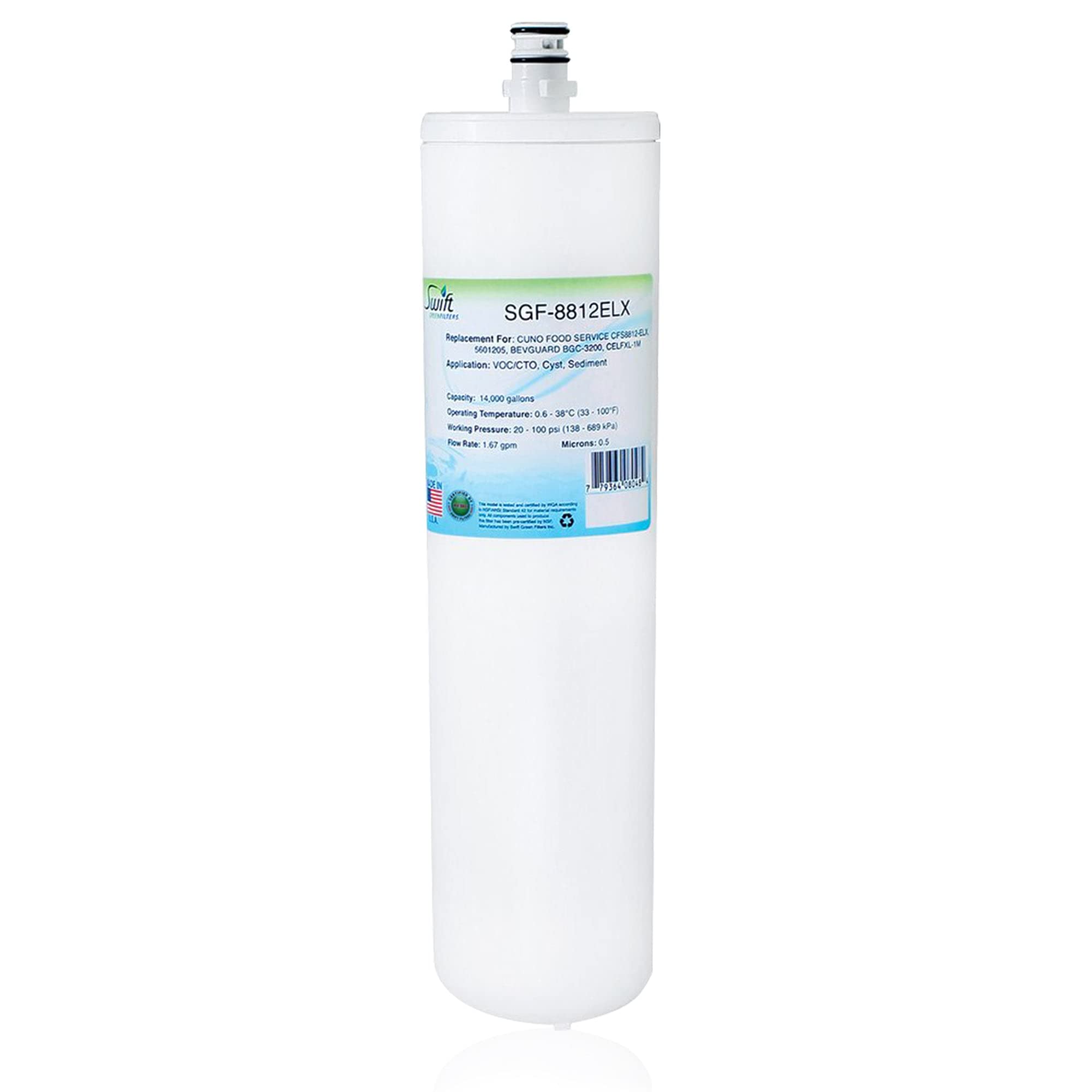 Swift Green Filters SGF-8812ELX Compatible Water Filter for BGC-3200,CELFXL-1M,CFS8812-ELX,5601205, (2 Pack),Made in USA
