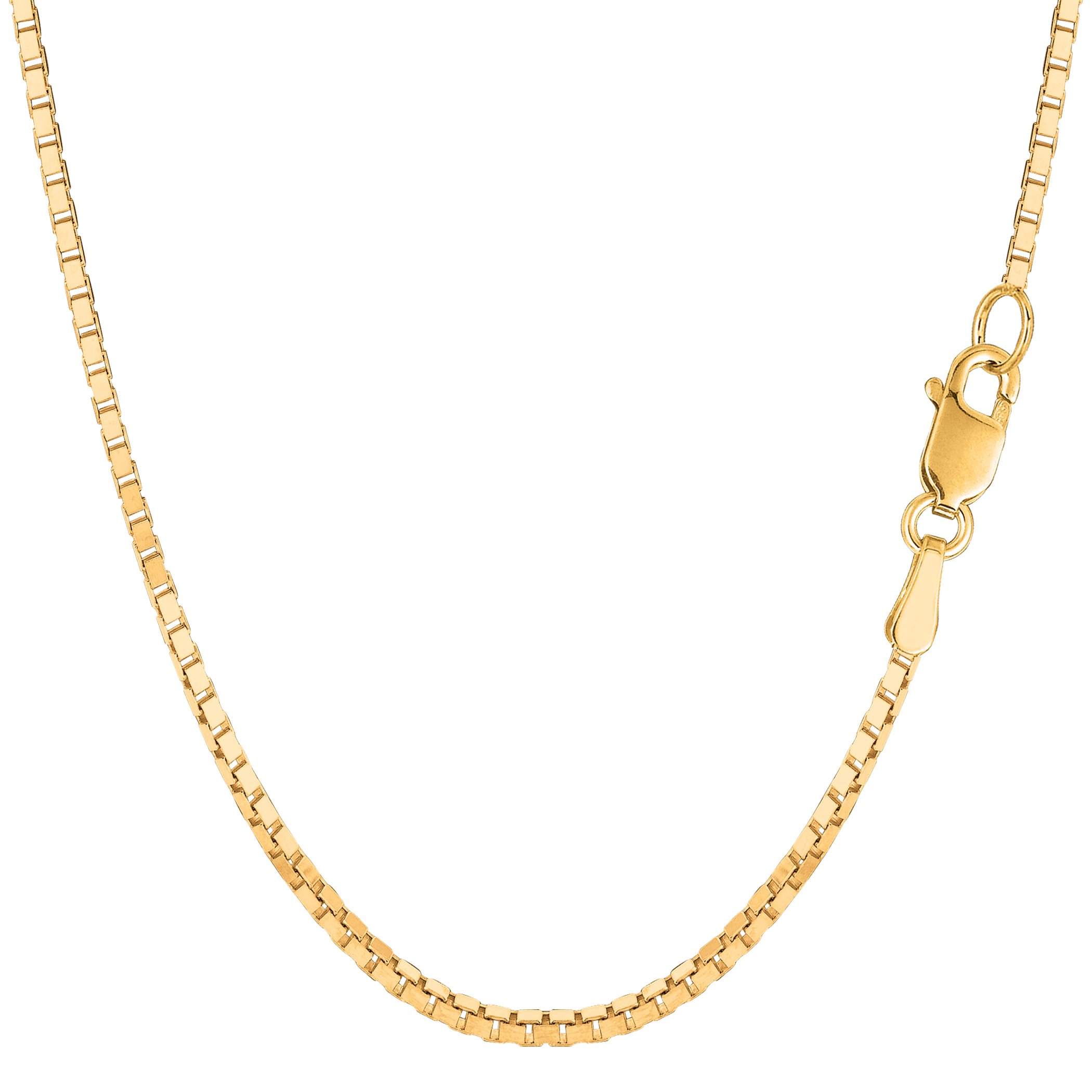 Jewelry Affairs 14k Yellow Real Solid Gold Mirror Box Chain Necklace, 1.7mm, 30"