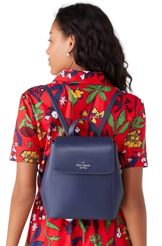 Kate Spade New York Women's Madison Saffiano Leather Flap Backpack, Parisian Navy