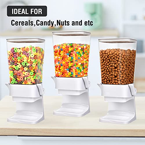 Mivvosakuki Double Cereal Dispenser Countertop Large Cereal Containers Storage Dispenser For Pantry Dry Food Dispenser Countertop Rice Candy Dispenser Machine For Snack,Nuts, Granola(White,2PC)