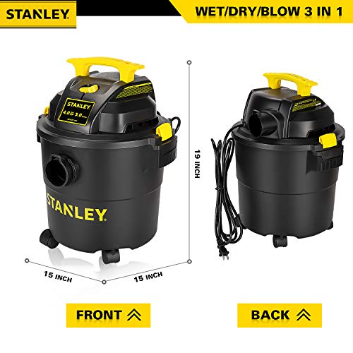 Stanley SL18115P Wet/Dry Vacuum, 5 Gallon, 4 Horsepower, 4.0 HP AC, Black