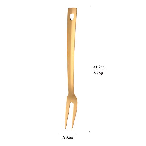 Large Meat Fork, BuyGo Gold Grill Fork 12.28 Inch Stainless Steel Cooking Fork, Heat Resistance
