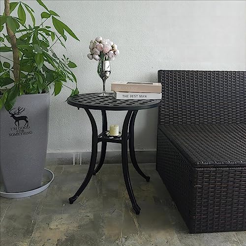 ZOTORUN Outdoor Cast Aluminum Side Table End Table for Patio, Backyard, Pool, Indoor Companion, Easy Maintenance and Weather Resistant, Black