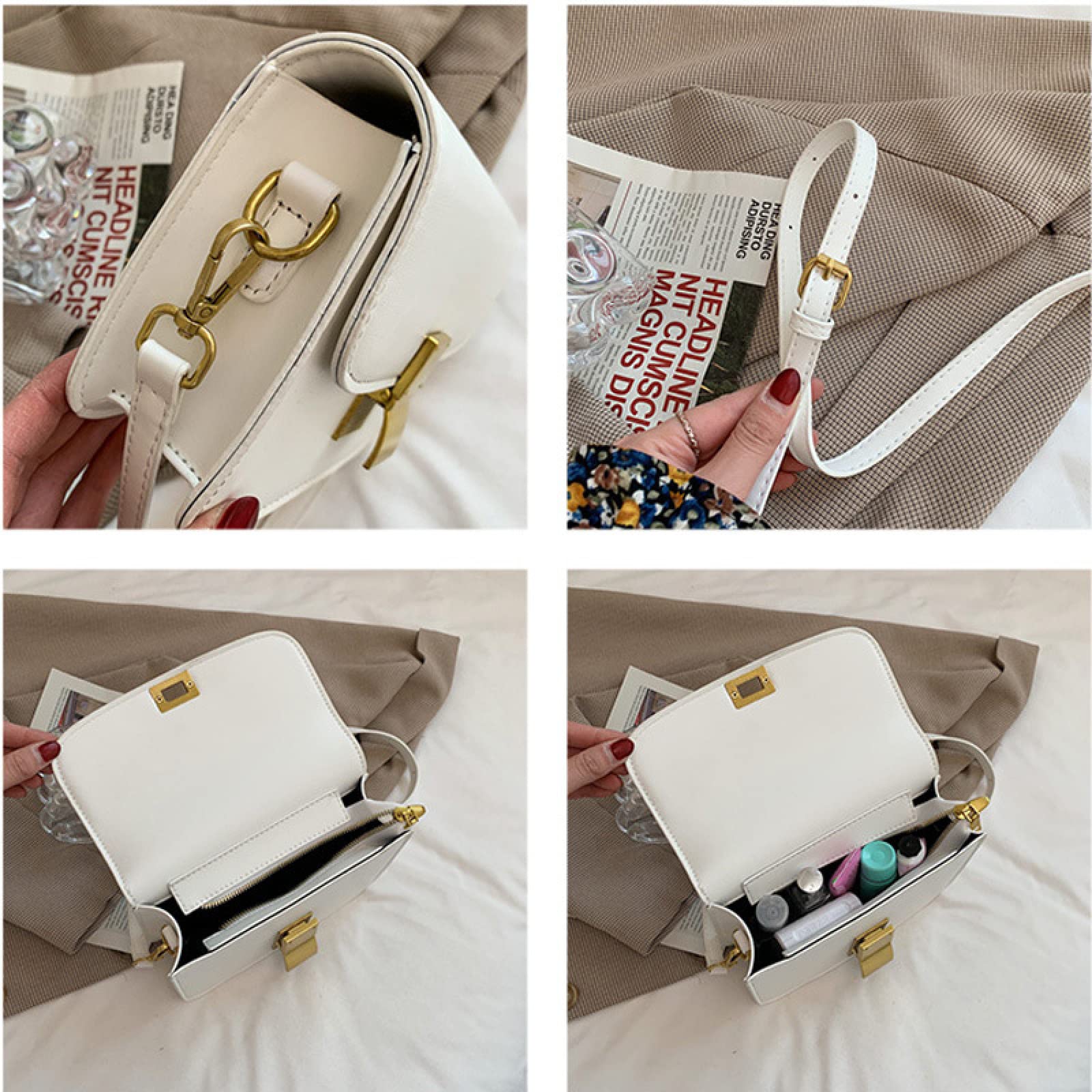 Simple women's bag shoulder bag diagonally across small square bag versatile armpit tofu bag, black, 20 * 7 * 15CM