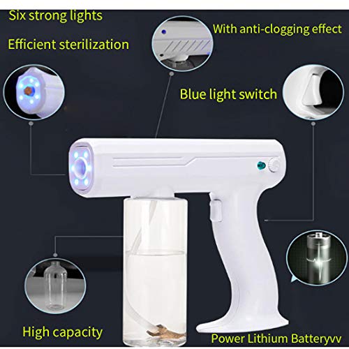 RUN-snail Steam Gun - Handheld Cordless Spray Gun Fogger,Electric Fogger Nozzle Adjustable,with Blue Light,One-Button Automatic Switch，Large Capacity Portable