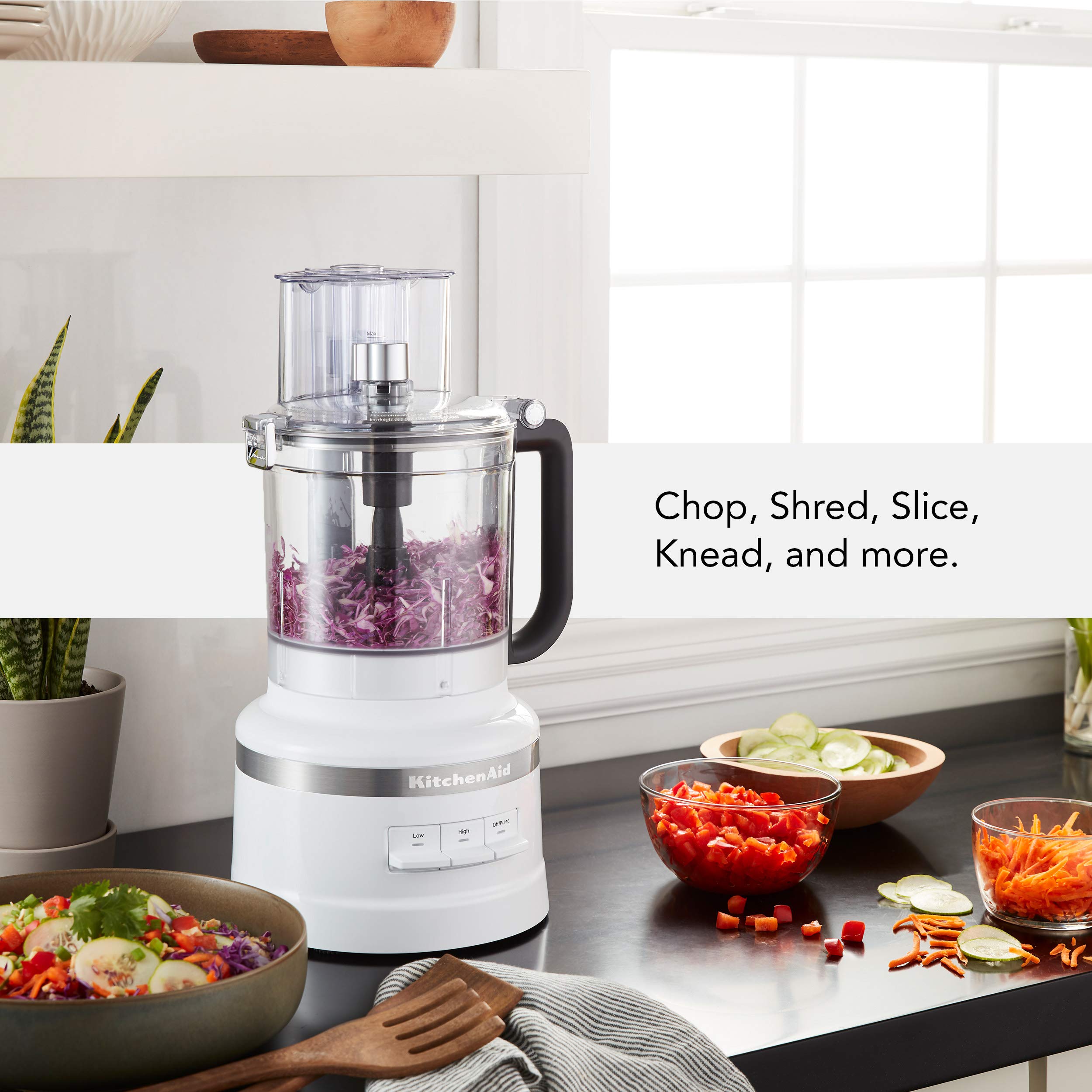 KitchenAid 13-Cup Food Processor, White & Variable Speed Corded Hand Blender - KHBV53, White