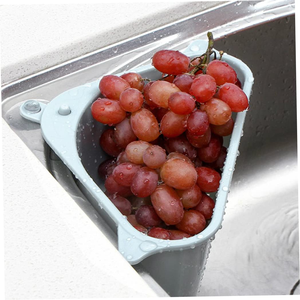 KUYYFDS Triangle Sink Storage Basket Suction Cup Hanging Kitchen Sink Vegetable Peel Trash Box Colanders Food Strainers