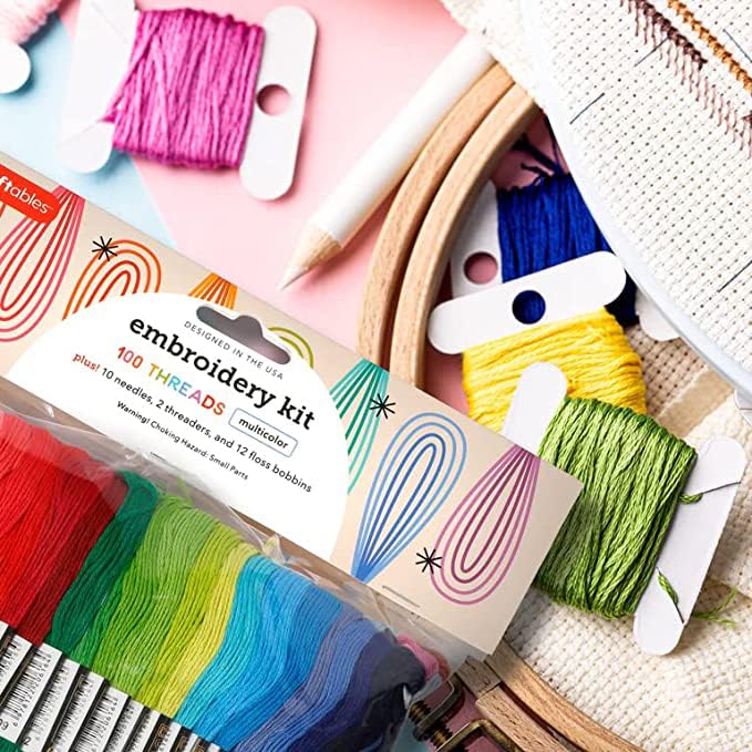 Incraftables Embroidery Thread for Bracelets 100pcs. Embroidery Floss for Friendship Bracelets String Making. Embroidery Floss Kit w/Needles, Threaders & Yarn Tools. Best Cross Stitch Rainbow Skeins