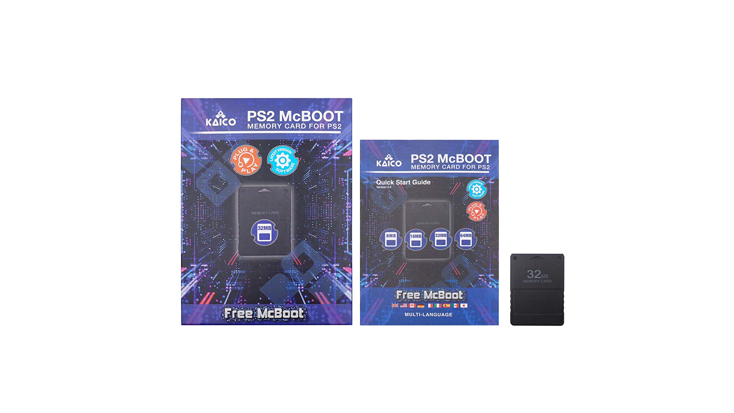 Kaico Free Mcboot 32MB PS2 Memory Card Running FMCB PS2 Mcboot 1.966 for Sony Playstation 2 - FMCB Free Mcboot Your PS2 - Plug and Play - Playstation 2 CFW McBoot 1.966