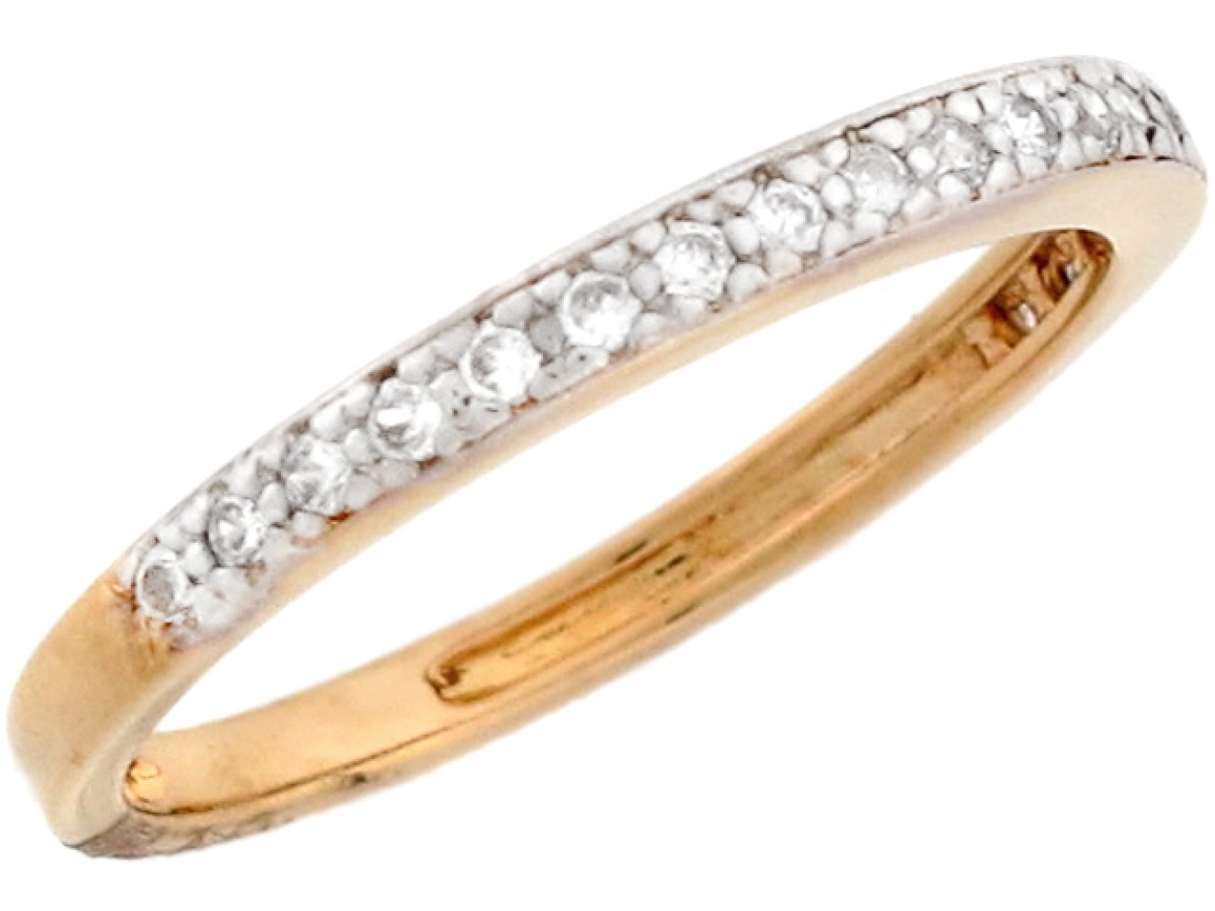 Jewelry Liquidation 10k Two Tone Solid Gold Round CZ Beautiful Wedding Band Ring