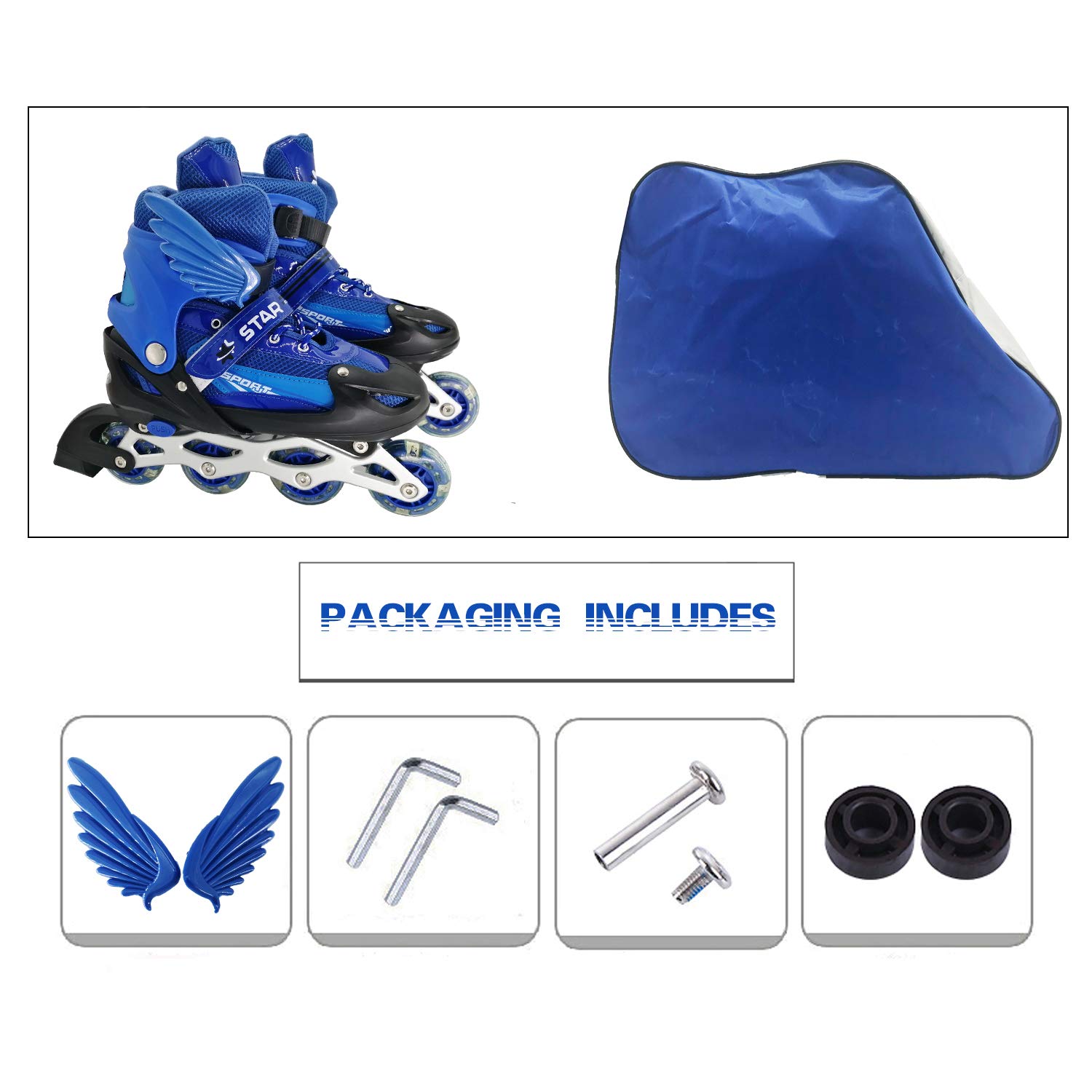 LIKU Inline Skates for Kids, Featuring Illuminating Wheels, Adjustable Inline Skates for Girls and Boys.