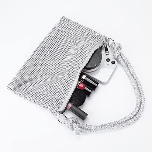 Rhint tch Bag Hobo Bag, Women Shiny Pue Evening Unrarm Shoulr Bags for Dinner Party Wedding