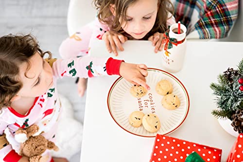 Pearhead Santa Cookie Set, Cookies and Milk Christmas Décor, Cookie Plate Set for Santa, Night Before Christmas Holiday Plate Set, Christmas Decorations