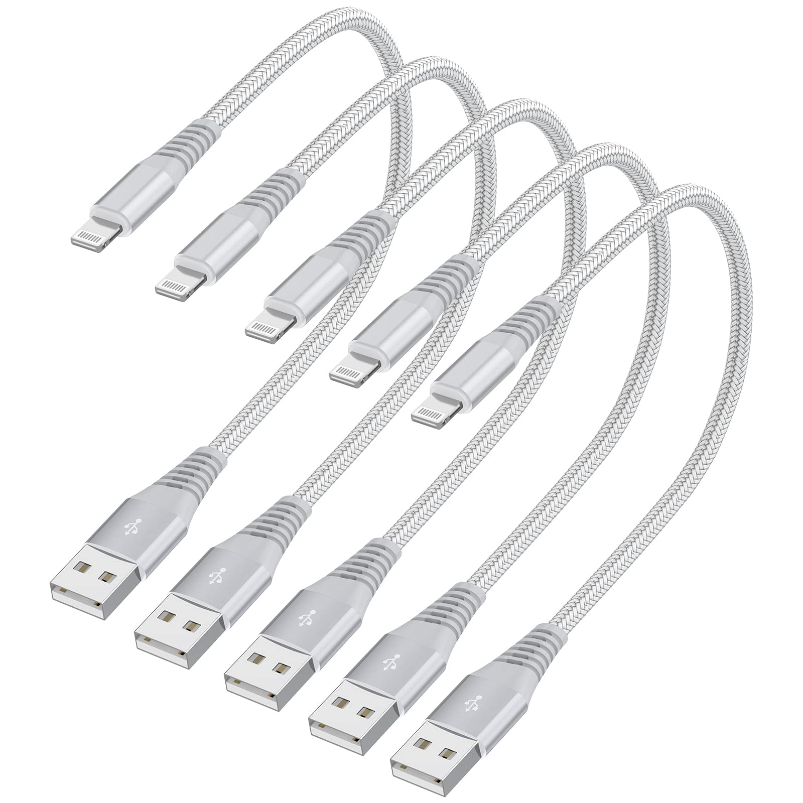 tiavalmax iPhone Charger [MFi Certified] 5Pack 0.6 FT Short Lightning Cable Fast Charging High Speed Data Sync USB Cable for iPhone 14/13/12/11/XS/XR/X/ 8/7/ 6, iPad Pro/Air/Mini, AirPods, Power Bank