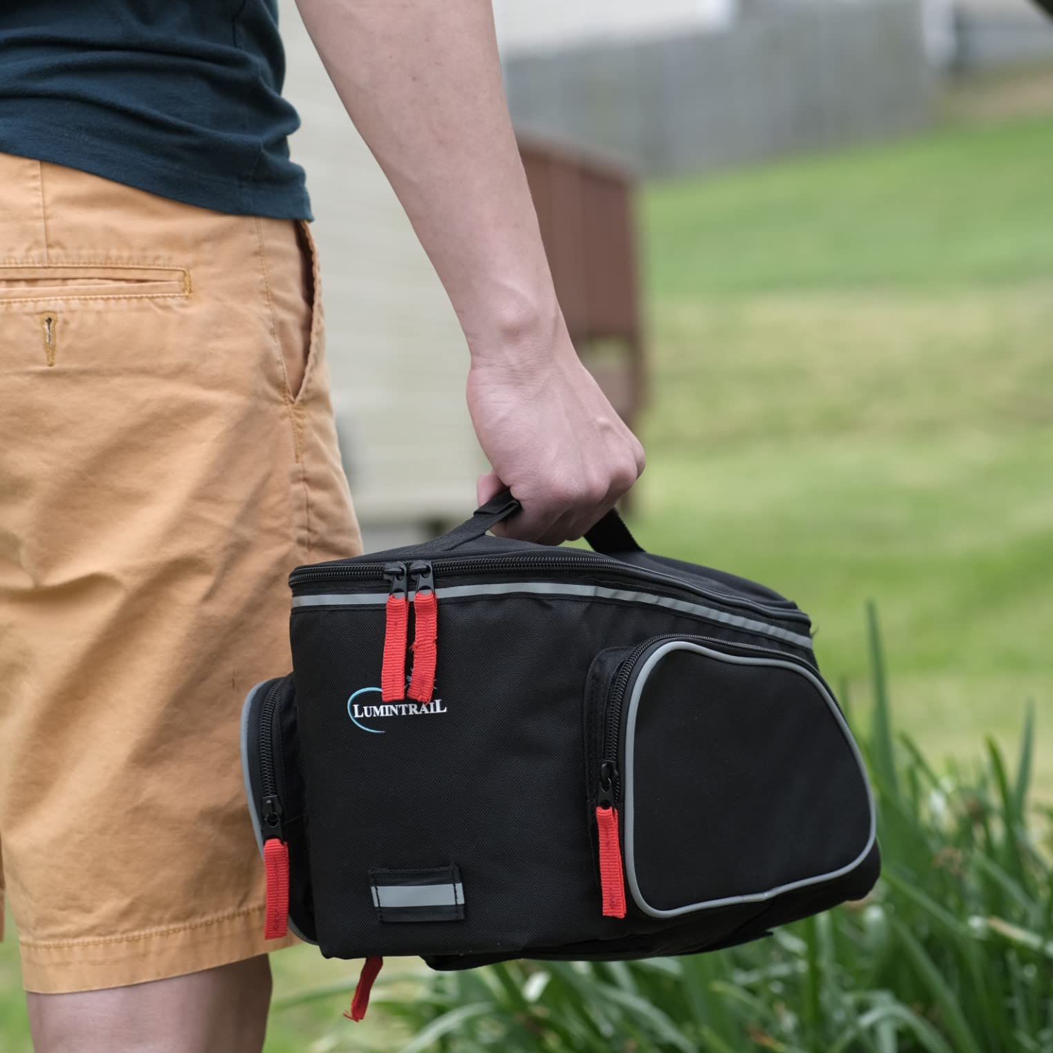 Lumintrail Bike Trunk Bag, Rear Bicycle Rack Bag with Waterproof Rain Cover, Carrying Handle