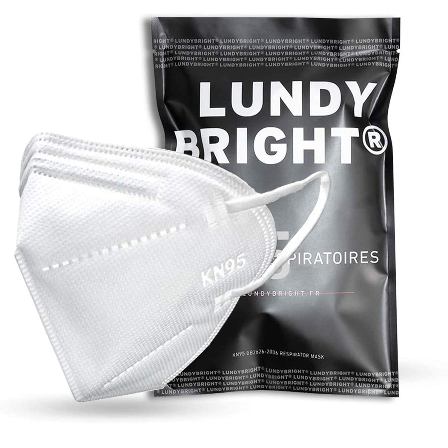 LundyBright KN95 Face Mask 50 Pack, 5-Layer Protective Masks Respirator, Breathable Cup Facemask Protection for Adults, Men, Women Madks Against PM2.5 Dust, Air Pollution