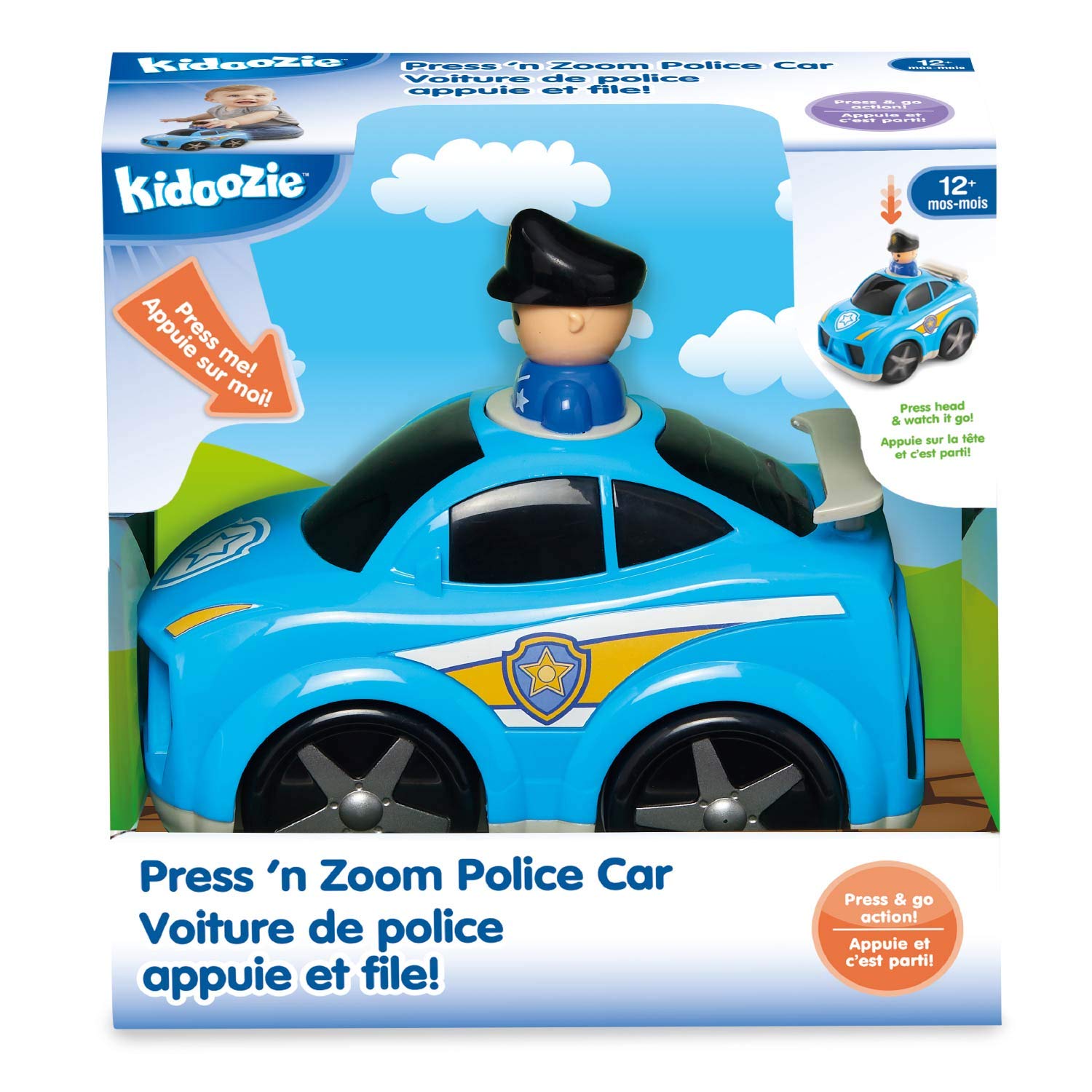 Kidoozie Press ‘n Zoom Police Car - Developmental Activity Toy for Toddlers Ages 12 Months and Older - Great for Fine Motor Skills and Visual Development!