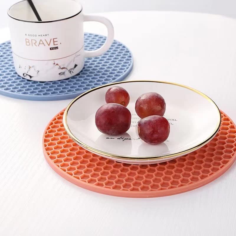 Silicone Trivet Mats - 4 Heat Resistant Pot Holders, Multipurpose Non-Slip Hot Pads for Kitchen Potholders, Hot Dishers, Jar Opener, Spoon Holder, Food Grade Silicone,Easy to wash and Dry(Nordic Grey