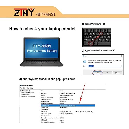 ZTHY BTY-M491 Laptop Battery Replacement for MSI Modern 15 A10M A10M-028DE A10RAS A10RAS-076FR A10RB A10RB-041TW A10RD A11M A11SB A4M A4MW Summit B15 A11M Stealth 15M 11.4V 52.4Wh (White Connector)