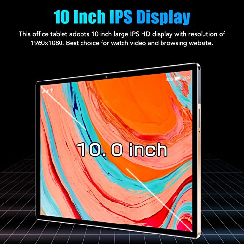 VINGVO 10 Inch Tablet, Octa Core Processor Portable Tablet 100-240V 10 Inch IPS Screen 5G WiFi Dual Band for Home for Travel (Gold)