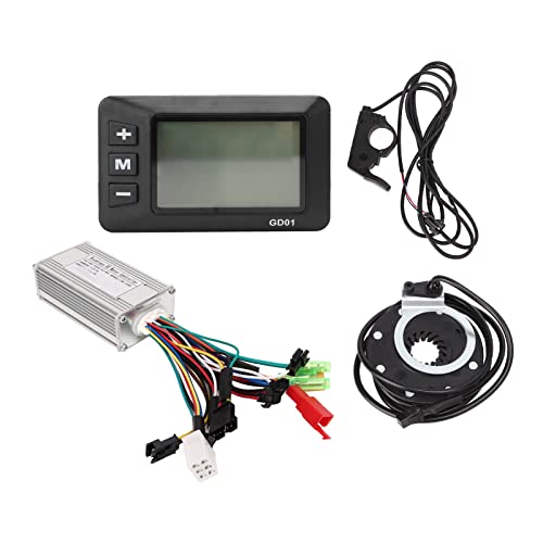 Raguso Brushless Motor Controller Set, Long Life Span Groove Design Motor Controller Kit Thumb Throttle 24V 36V 48V Effective Heat Dissipation for Electric Bike