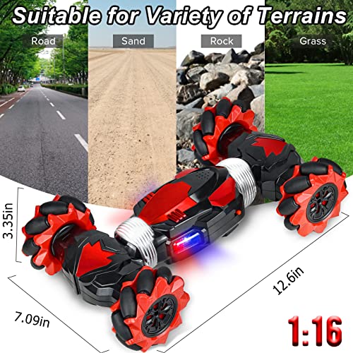 kisportee Gesture Sensing RC Stunt Car with Light & Music, Gesture RC Car, Hand Controlled Remote Control Car, 4WD OffRoad Drift Twist Car, Best Birthday Gift for Boy Kid Age 6 7 8 9 10 11 12 Year Old