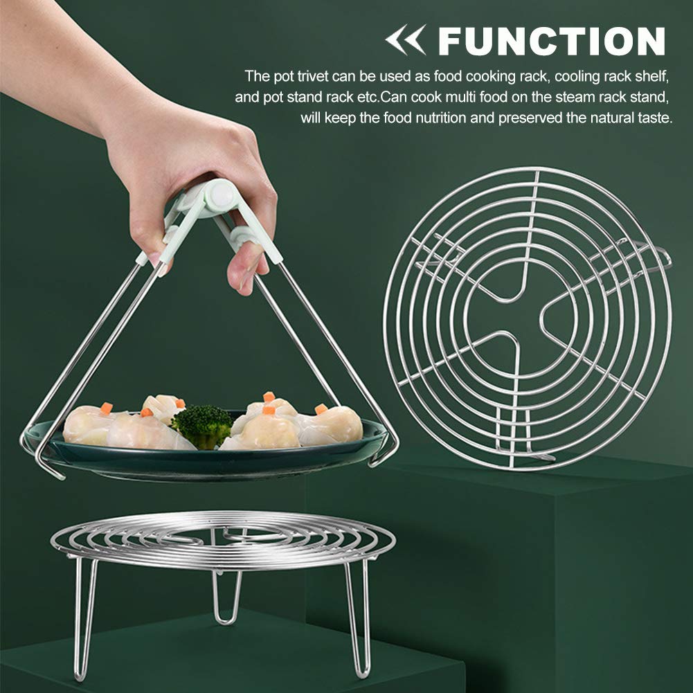 Round Steamer Rack and Cooling Rack,Stainless Steel Pot Trivet, Wire Steamer Kettle Rack Holder, Fit For Pots Cookware Pressure Cooker Pans Up, 8-Inches (size:20x7cm)