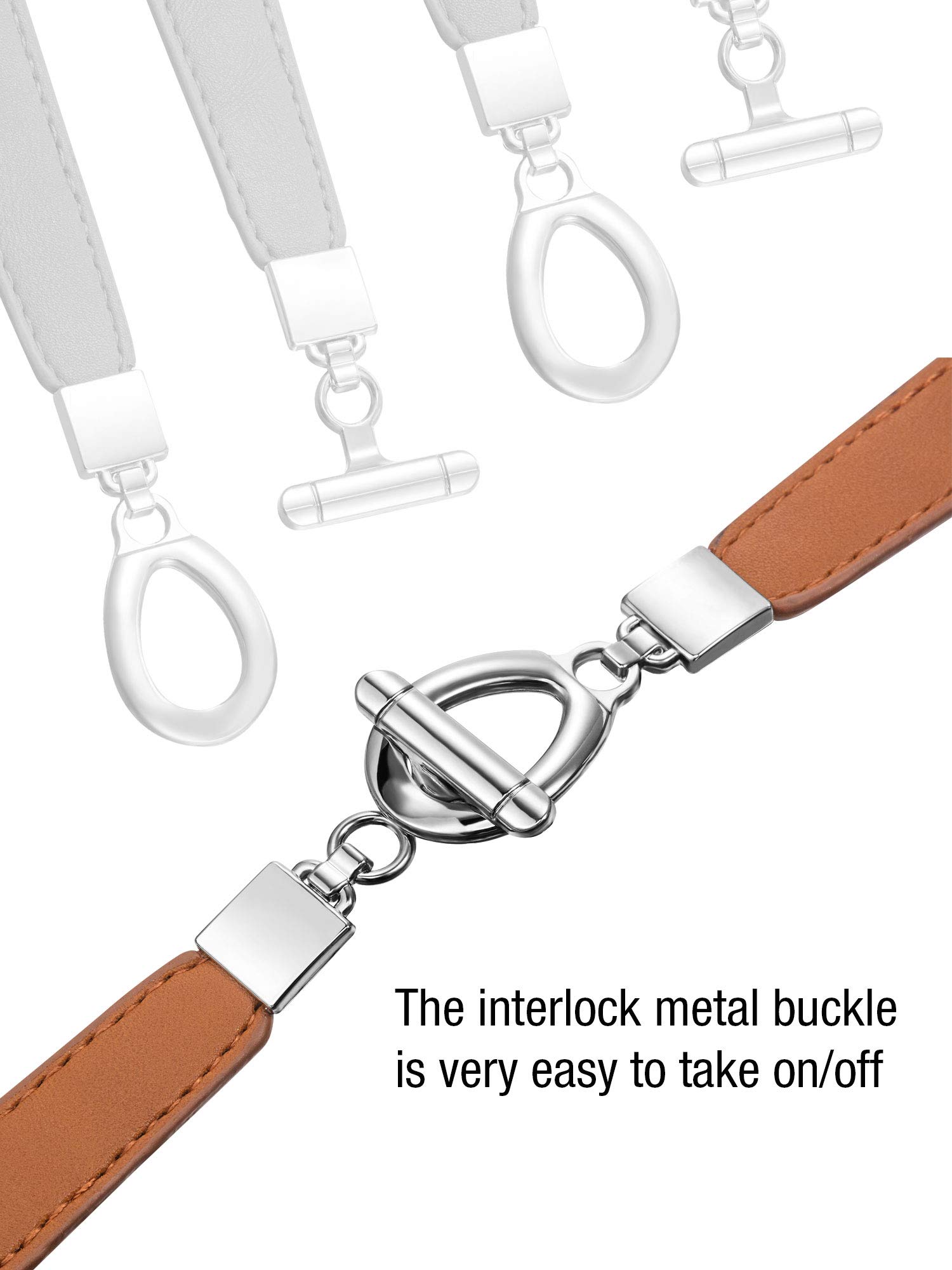 JOVITEC 5 Pieces Women Skinny Elastic Waist Belt for Dress Retro Stretch Cinch Adjustable Thin Belt Metal Buckle